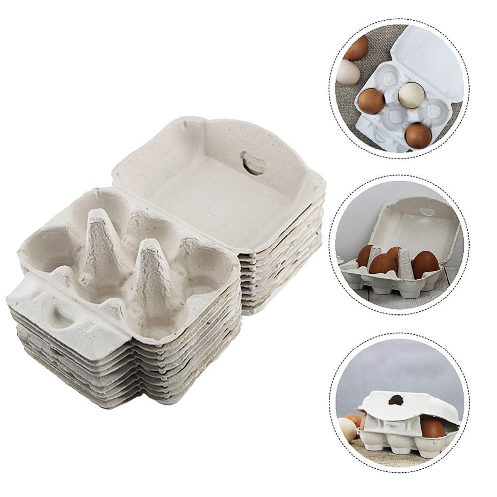 YARDWE 20pcs Chicken Egg Cartons Cardboard Egg Storage Containers 6 Girds Vintage Blank Chicken Egg Carton Trays with Lids