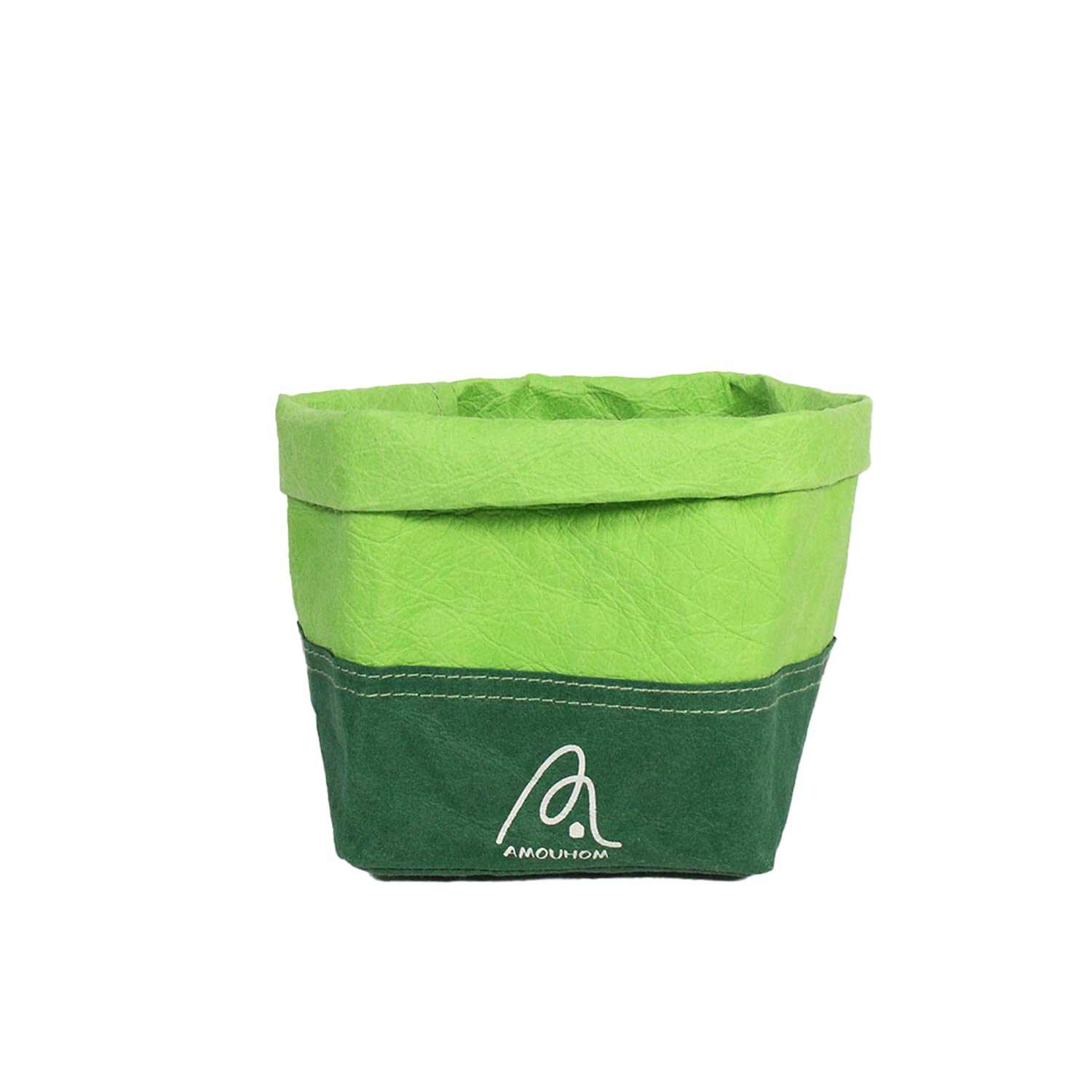 Amouhom Reusable Storage Bag, Eco-Friendly Kraft Washable Grocery Bag, Organizer for Food, Fruits, Flower Pot, Toys (5.9 * 3.9 * 3.9in)