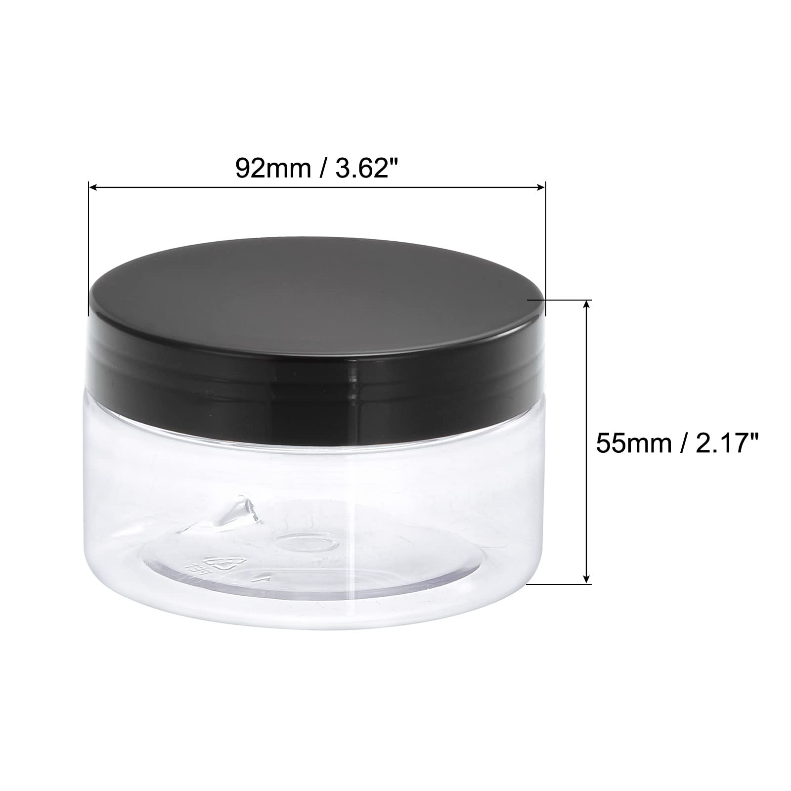 uxcell Round Plastic Jars with Black Screw Top Lid, 7oz/ 200ml Wide-mouth Clear Empty Containers for Storage, Organizing, 6Pcs