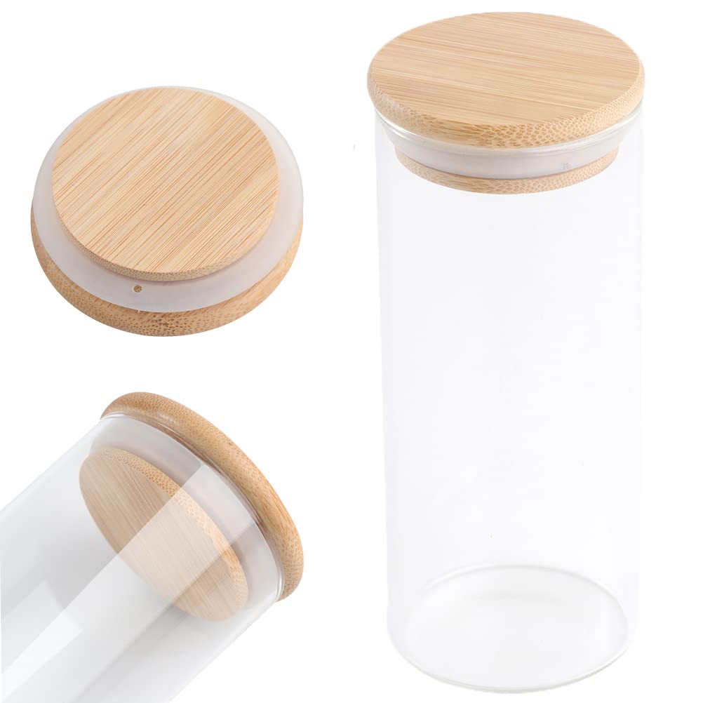 Amosfun 380ml Glass Jar Sealed Food Storage Container with Lids for Kitchen Spice Coffee Loose Bean Sugar Salt