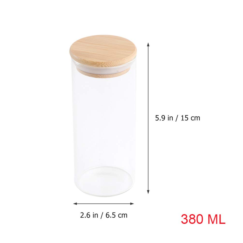 Amosfun 380ml Glass Jar Sealed Food Storage Container with Lids for Kitchen Spice Coffee Loose Bean Sugar Salt