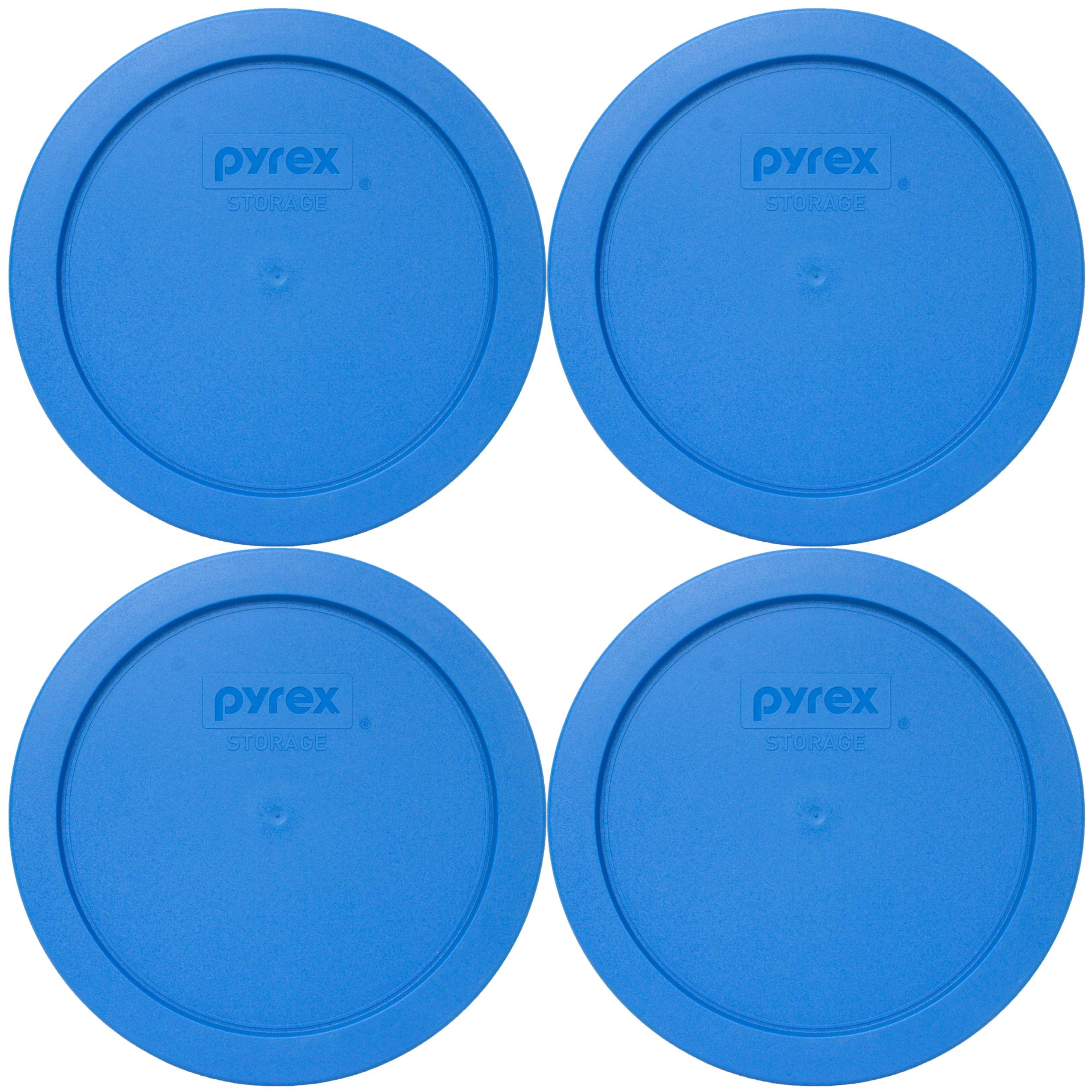 Pyrex 7201-PC Marine Blue Round Plastic Food Storage Replacement Lid, Made in USA - 4 Pack