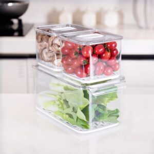 SANNO Produce Saver Containers for Refrigerator, set of 6, Vegetable Refrigerator Organizer Food Bins