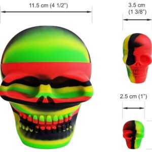 HerbHuggers Silicone Skull Containers 3-Piece Set Black Rasta