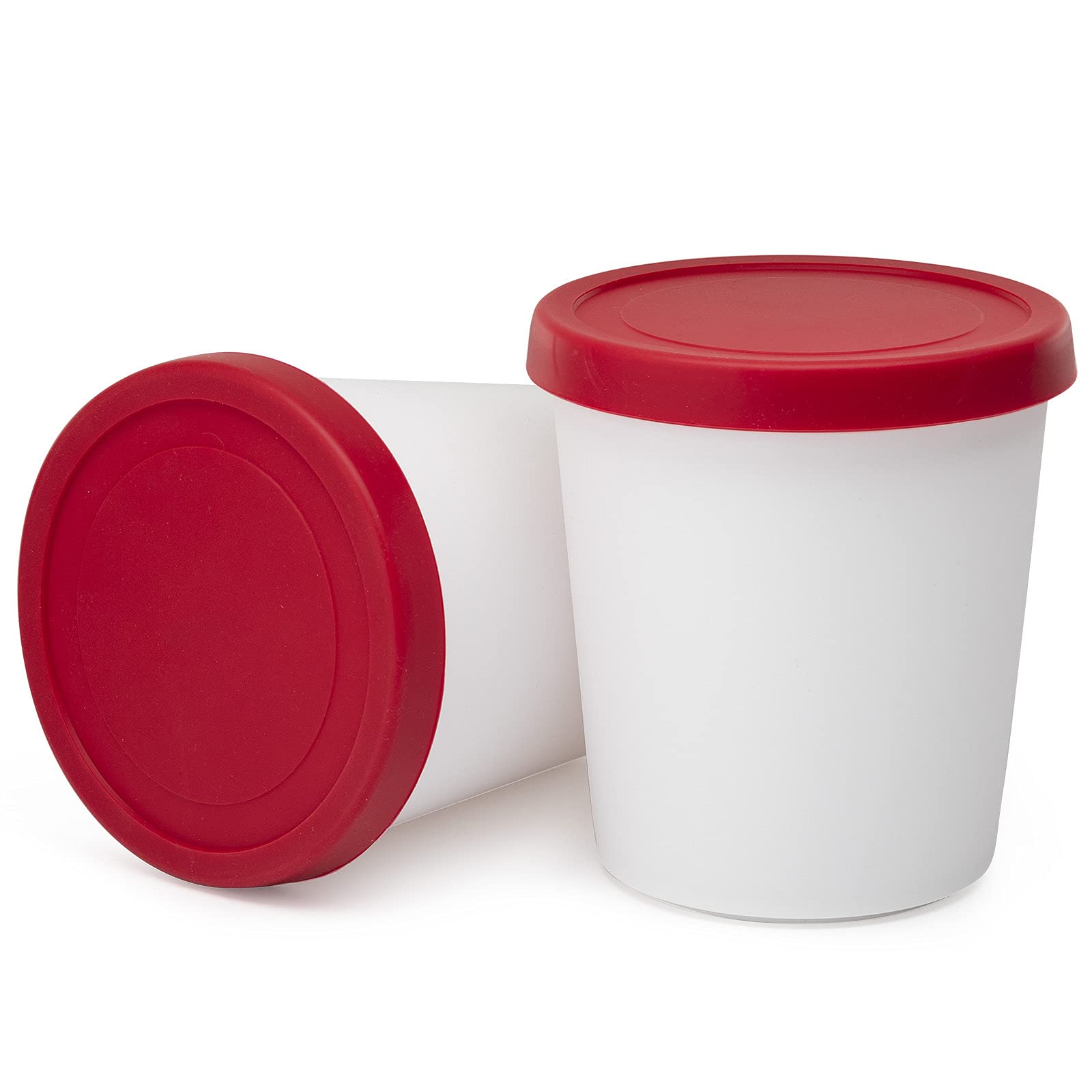 ChefWave Reusable Ice Cream Containers - Set of 2 Leak Proof Silicone Tubs with Lids for Freezer Storage - Perfect for Storing Homemade Ice Cream, Sorbet or Gelato