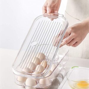 SANNO SANNO Produce Saver Refrigerator Organizer Bins with Lids Refrigerator Egg Holder Tray Stackable Covered Egg Tray Holder