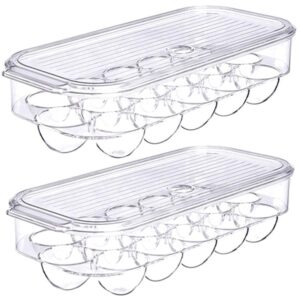 SANNO SANNO Produce Saver Refrigerator Organizer Bins with Lids Refrigerator Egg Holder Tray Stackable Covered Egg Tray Holder