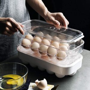 SANNO SANNO Produce Saver Refrigerator Organizer Bins with Lids Refrigerator Egg Holder Tray Stackable Covered Egg Tray Holder