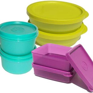 Tupperware Small Bowls and Storage Containers Lot of 6 Green Purple Teal