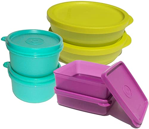 Tupperware Small Bowls and Storage Containers Lot of 6 Green Purple Teal