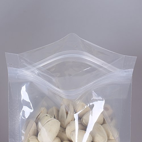 100PCS Clear Transparent Stand-Up Side Gusset Zip Top Seal Bags 14x24+6cm (5.5x9.4+2.3")