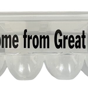 Plastic Egg Storage Containers with Lids and Custom Messages designed to make you smile! Great Gift! (Good Eggs come from Great Cluckin')