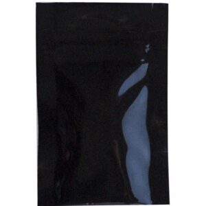 100 Pack Glossy Black Mylar Nylon 4 Mil 2" × 3" Stand Up Food Pouch Zip Lock Smell Proof Bags