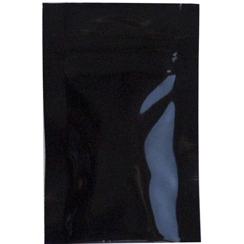 100 Pack Glossy Black Mylar Nylon 4 Mil 2" × 3" Stand Up Food Pouch Zip Lock Smell Proof Bags