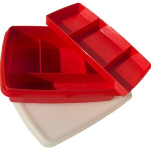 Tupperware Vintage 3 Piece Stow N Go Divided Craft Organizer with Removable Tray in Red