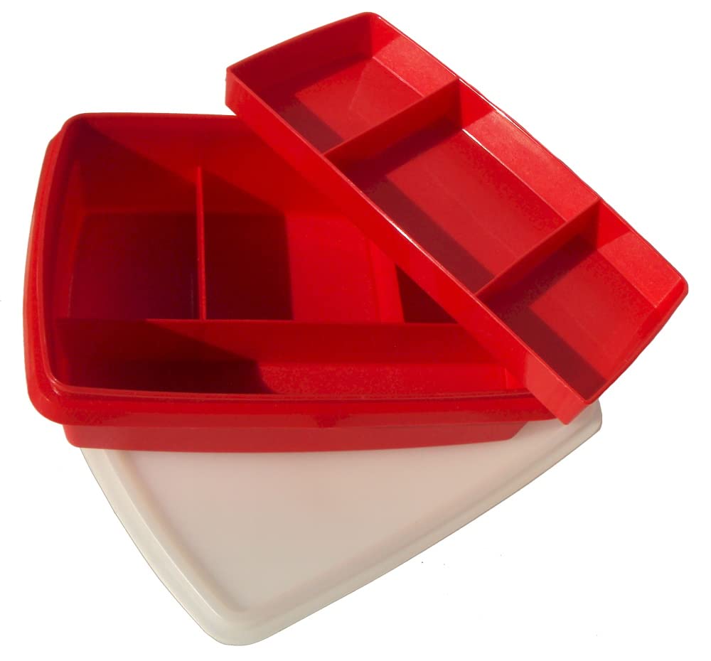 Tupperware Vintage 3 Piece Stow N Go Divided Craft Organizer with Removable Tray in Red