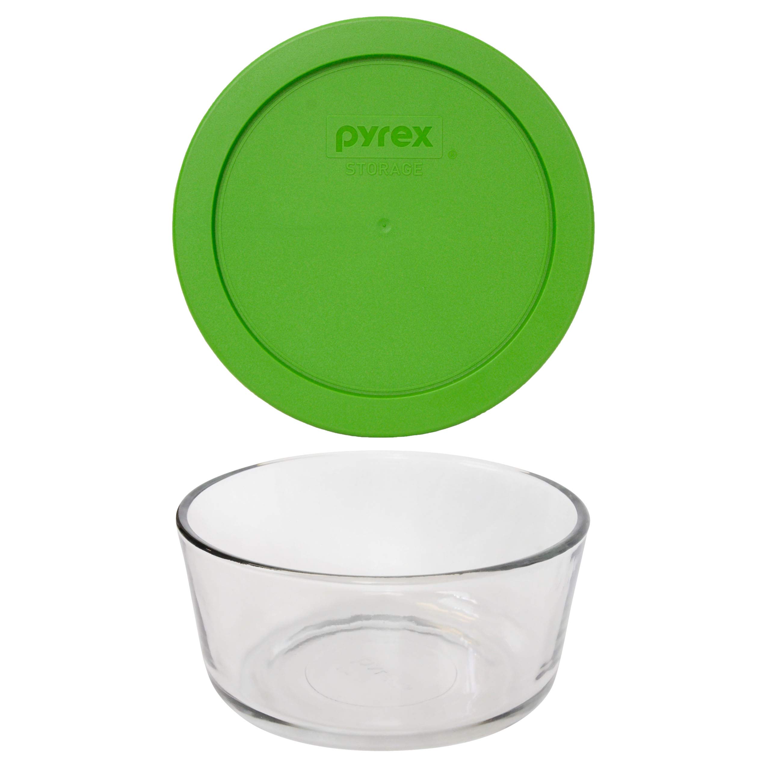 Pyrex (1 7201 4 cup Glass Dish & (1) 7201-PC 4 Cup Lawn Green Lid Made in the USA