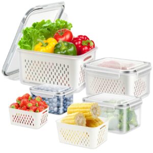 ODOMU 8 Pack Fruit Storage Berry Produce Saver Lettuce Keeper Vegetable Container for Fridge with Colander