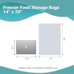 APQ Plastic Produce Bags Roll of 250 pcs, 14" x 20" Clear Plastic Bags for Food Storing and Transporting, 15 Micron Thick Food Bags Plastic from -50 to +220 degrees F, Waterproof Plastic Produce Bag