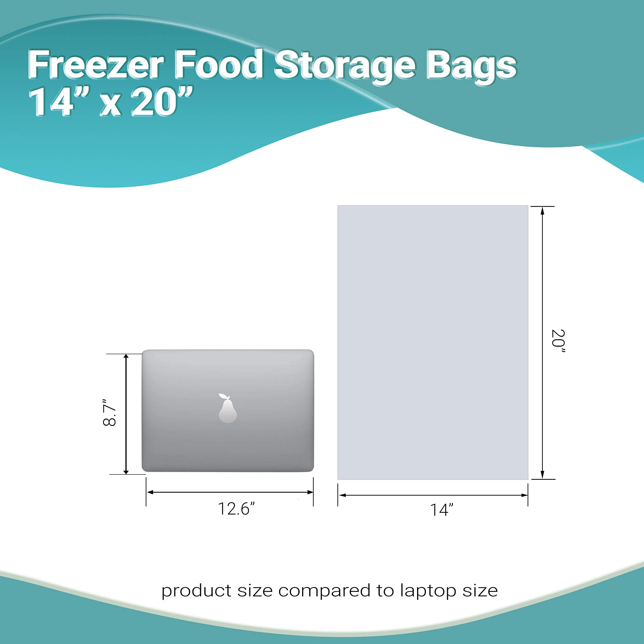 APQ Plastic Produce Bags Roll of 250 pcs, 14" x 20" Clear Plastic Bags for Food Storing and Transporting, 15 Micron Thick Food Bags Plastic from -50 to +220 degrees F, Waterproof Plastic Produce Bag