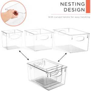 Sorbus Clear Plastic Storage Bins - Fridge Organization and Storage Solution, Acrylic Kitchen Cabinet and Pantry Organizer, Fridge Organizer Bins in 3 Sizes (6 Pack: 2 Small, 2 Medium, 2 Large)