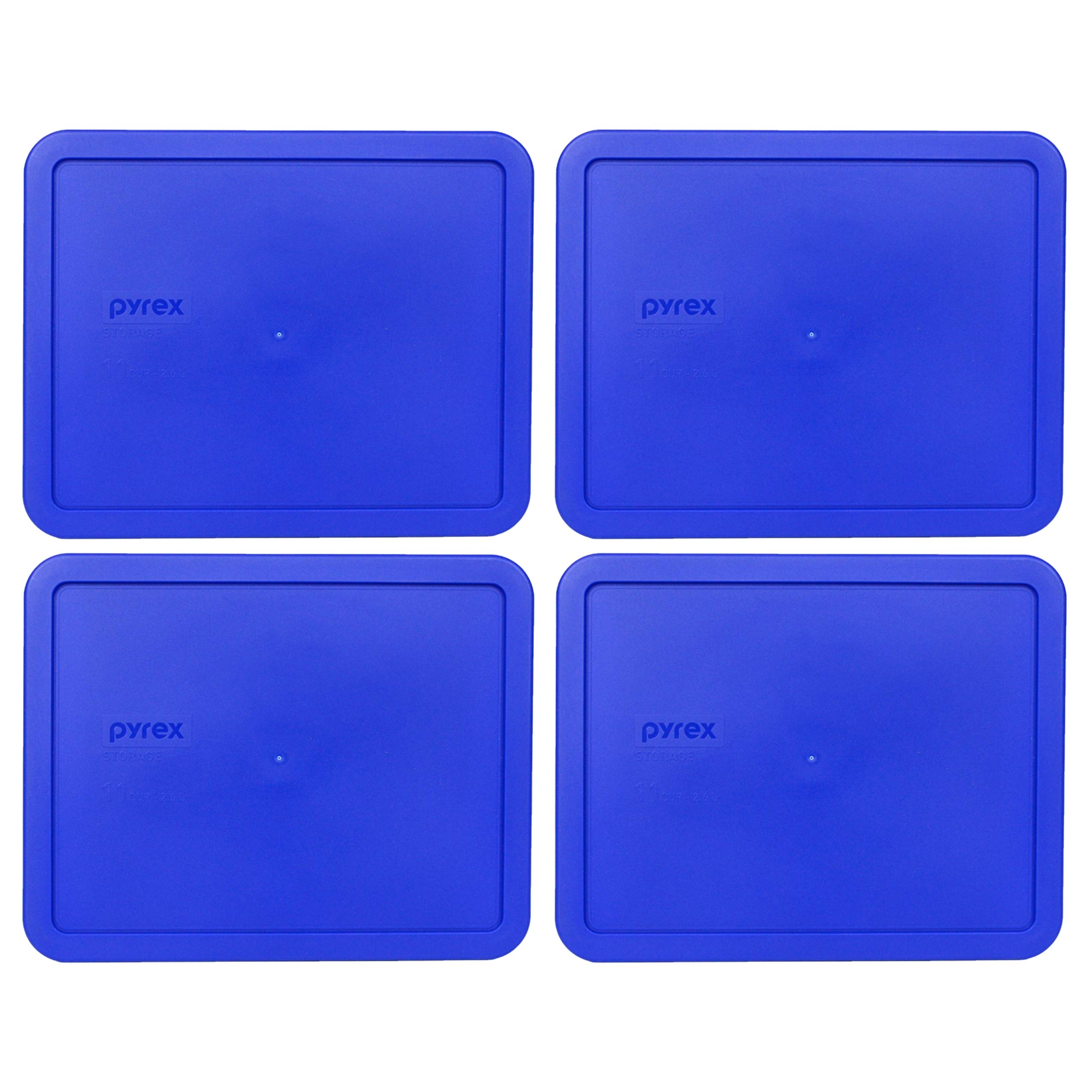 Pyrex 7212-PC 11 Cup Cadet Blue Rectangle Plastic Food Storage Lids - 4 Pack Made In the USA