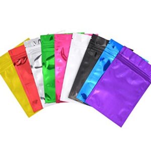 100pcs 3x4" Colorful Self Sealing Double-Sided Color Mylar Foil Flat Heat Sealable Bag Food Grade Storage Packing Pouch (White)