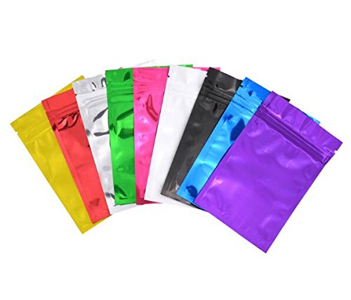 100pcs 3x4" Colorful Self Sealing Double-Sided Color Mylar Foil Flat Heat Sealable Bag Food Grade Storage Packing Pouch (White)