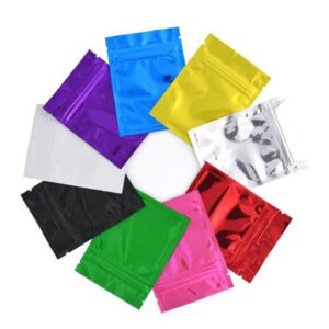 100pcs 3x4" Colorful Self Sealing Double-Sided Color Mylar Foil Flat Heat Sealable Bag Food Grade Storage Packing Pouch (White)