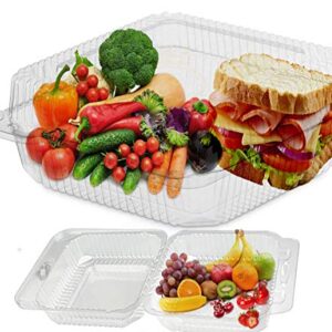 disposable sandwich containers Square plastic Clamshell food containers for Salad Pasta cookies Great for loaf cake Slice Container Clear Hinged Lid plastic takeout tray (Pack of 50)