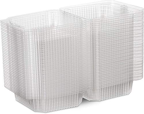 disposable sandwich containers Square plastic Clamshell food containers for Salad Pasta cookies Great for loaf cake Slice Container Clear Hinged Lid plastic takeout tray (Pack of 50)