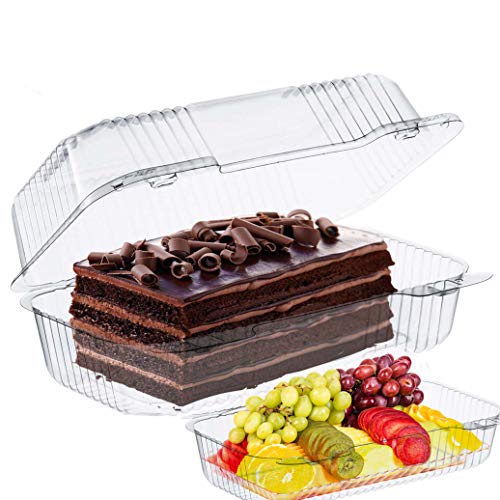 disposable sandwich containers Square plastic Clamshell food containers for Salad Pasta cookies Great for loaf cake Slice Container Clear Hinged Lid plastic takeout tray (Pack of 50)