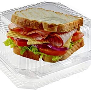 disposable sandwich containers Square plastic Clamshell food containers for Salad Pasta cookies Great for loaf cake Slice Container Clear Hinged Lid plastic takeout tray (Pack of 50)