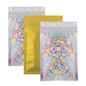 100 Assorted Translucent/Silver/Colored Flat Metallic Foil Zip Top Bags Pouch 8.5x13cm (3.3x5.1") (Mixed)