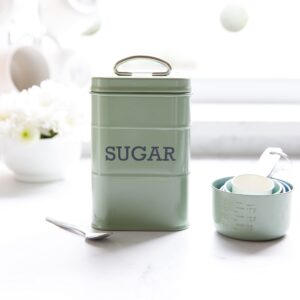 KitchenCraft Living Nostalgia Metal Sugar Canister, 11 x 17 cm (4" x 6.5") - English Sage