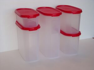 tupperware modular mates oval 5 pc set red