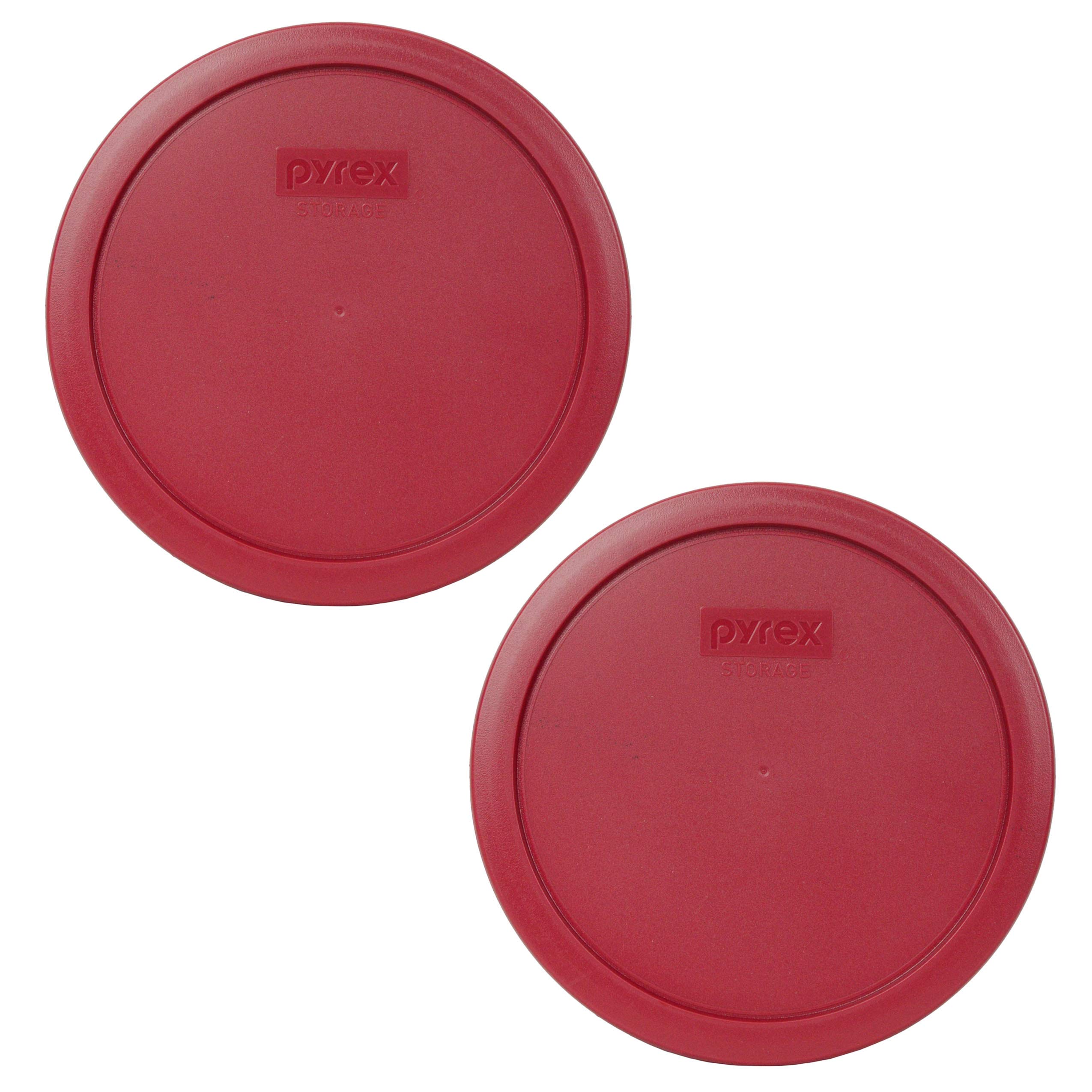 Pyrex 7402-PC Berry Red Round Plastic Food Storage Replacement Lids - 2 Pack