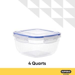 Large Plastic Food Storage Container with airtight Lid for Pantry, Fridge- 10 Cup, 80 Oz- BPA Free, Leakproof Sealed Container- Microwave, Dishwasher and Freezer Safe (2.5 Quart)