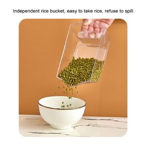 Grain Dispenser, Rice Storage Container Large Capacity, 6 Grid 360° Rotating Sealed Grain Food Storage Box Rice Bucket Dry Food Fruit Box for Kitchen(11lb)