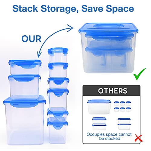 9 Pack Airtight Food Storage Container Set, Stackable Kitchen Storage Containers, 7.5L/ 253.6OZ Large ​Size, BPA-Free, Leak Proof, Freezer/Microwave Safe