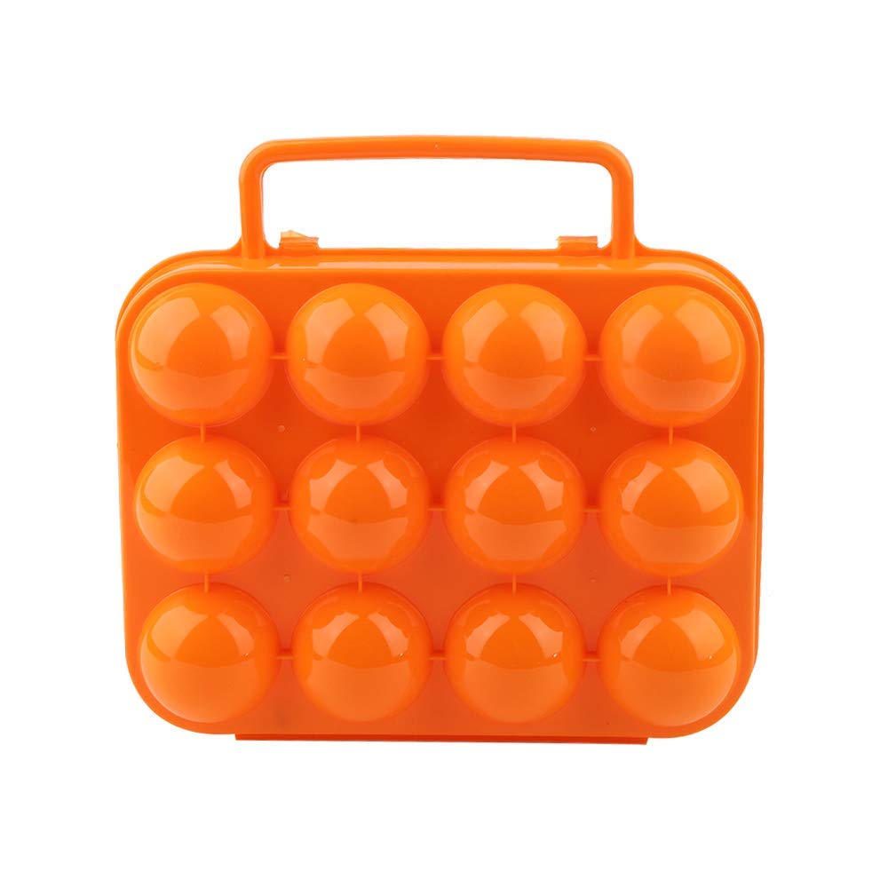 HERCHR Shatterproof Plastic Egg Carrier Holder with Lid, Orange, 12 Eggs Capacity