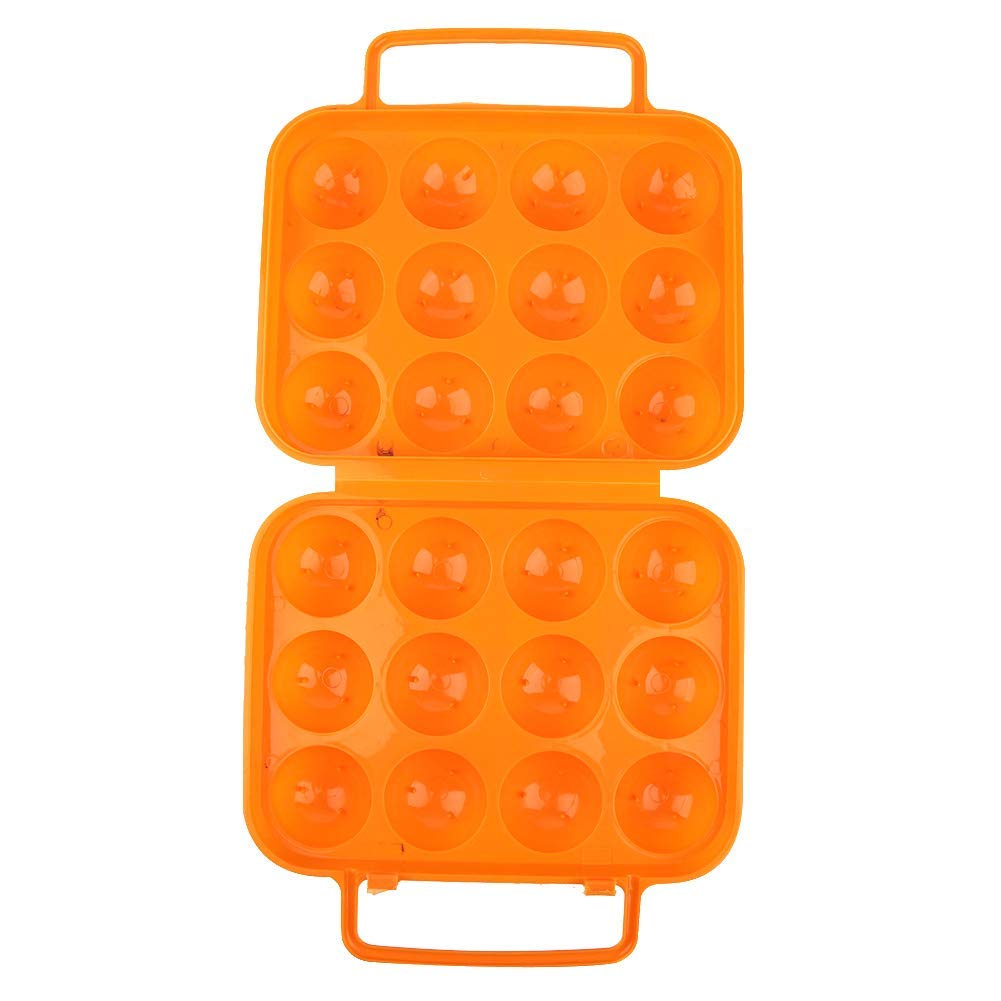 HERCHR Shatterproof Plastic Egg Carrier Holder with Lid, Orange, 12 Eggs Capacity