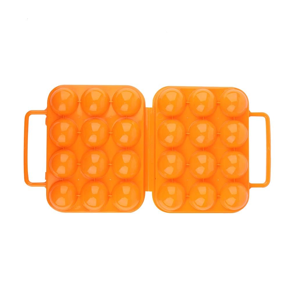 HERCHR Shatterproof Plastic Egg Carrier Holder with Lid, Orange, 12 Eggs Capacity