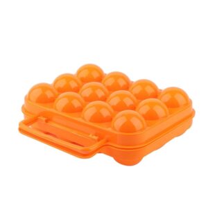 HERCHR Shatterproof Plastic Egg Carrier Holder with Lid, Orange, 12 Eggs Capacity