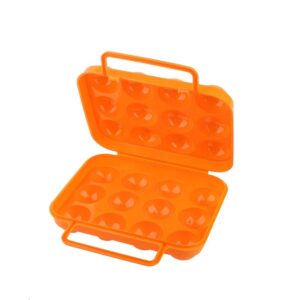 HERCHR Shatterproof Plastic Egg Carrier Holder with Lid, Orange, 12 Eggs Capacity