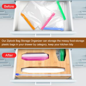 WXJ13 Ziplock Bag Organizer Wrap Dispenser - Kitchen Foil and Plastic Wrap Organizer, Aluminum foil Dispenser with Cutter Labels,Suitable Gallon, Quart Slider, Sandwich and Snack Bags