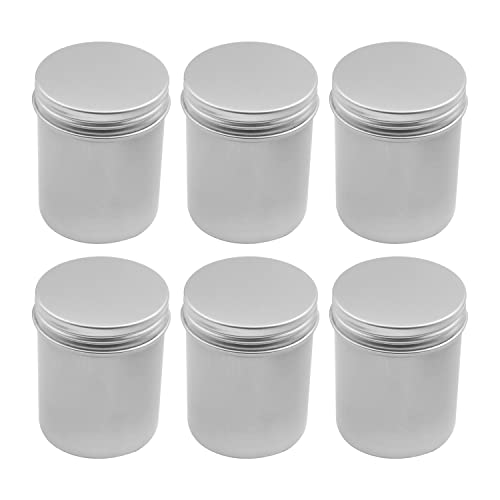 Othmro 6Pcs 2.7oz Metal Round Tins Aluminum Tin Cans Jar Refillable Containers 80ml Tin Cans Tin Bottles Containers with Screw Lid for Salve Spices Lip Balm Tea Candies Silver 65×50mm