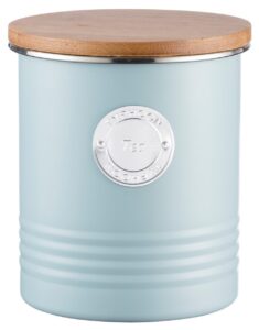 typhoon living airtight tea storage canister with bamboo lid, 1 litre, blue