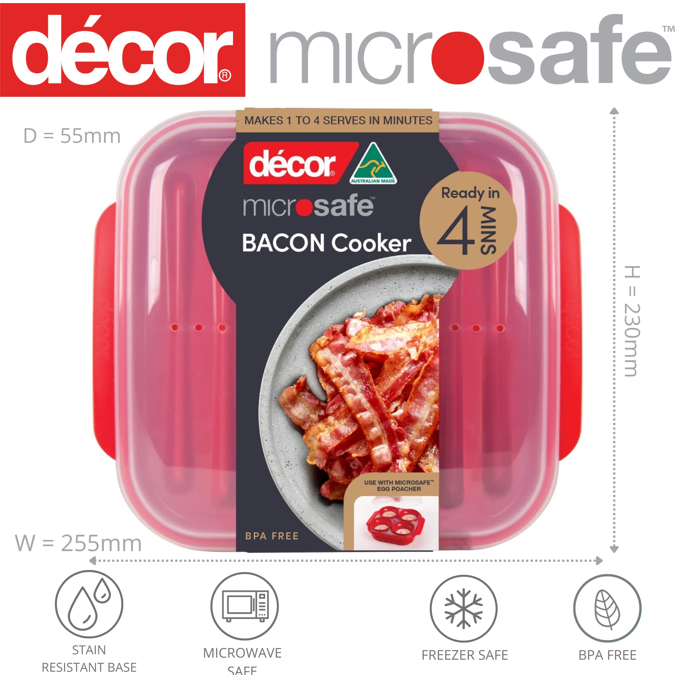 Decor Microsafe Bacon Cooker One Size Red