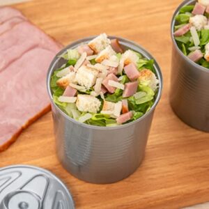 Restaurantware 4 oz Round Silver Plastic Tin Can - with Lid - 2 1/2" x 2 1/2" x 2 3/4" - 20 count box